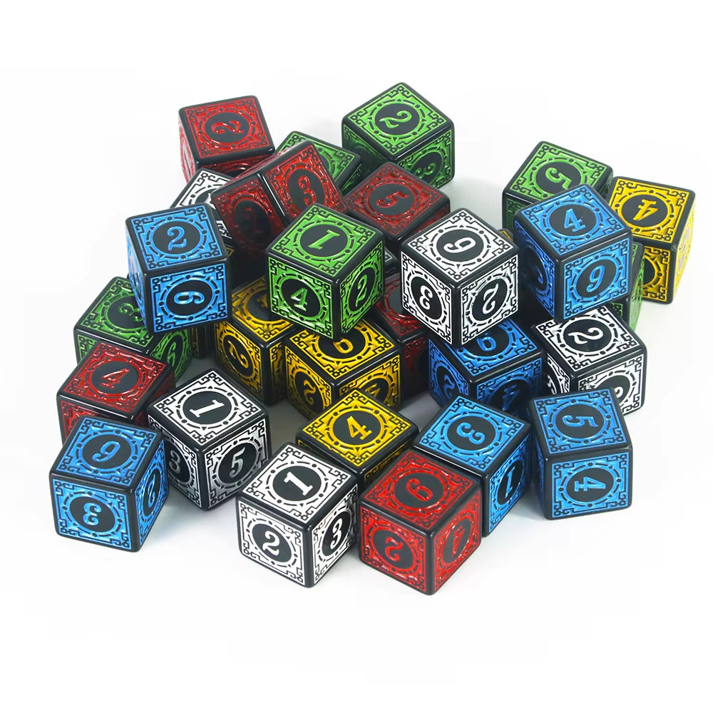 Magic Paint Multicolour Numbered Dice 5PCS Set - D6 16mm - 5 Colours ...