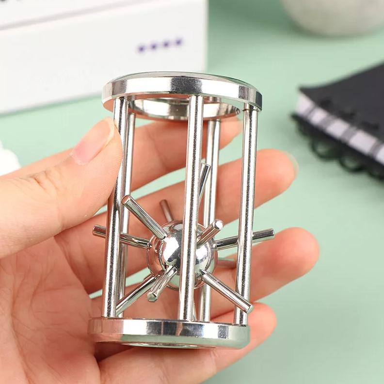 Spike Ball Metal Cage Brain Teaser Puzzle - 3/7 Difficulty – Puzzle Mania